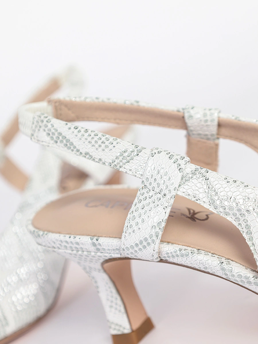 Туфли-слингбэки белого цвета с тиснением под кожу рептилии Caprice ...